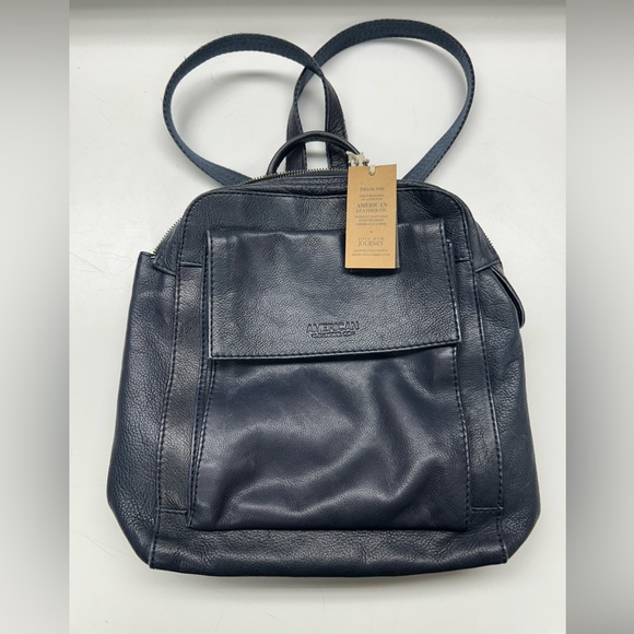 American Leather Co. | Bags | American Leather Co Leather Backpack Navy ...